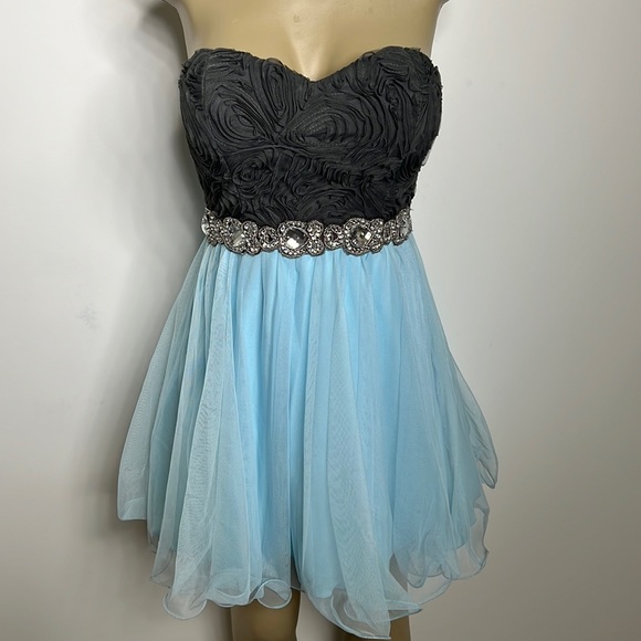 Deb | Dresses | Deb Gray And Baby Blue Prom Style Dress Size 3 | Poshmark